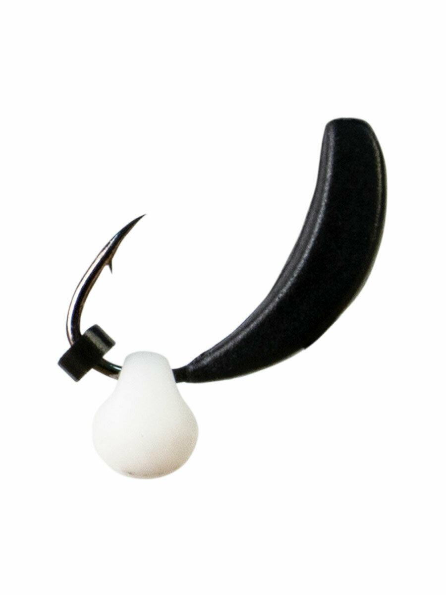 Мормышка безнасадочная (безмотылка) для летней и зимней рыбалки Банан Квадратный "Левша-НН", 0,38 г, Drops белый, крючок №4, чёрный / 3 шт.