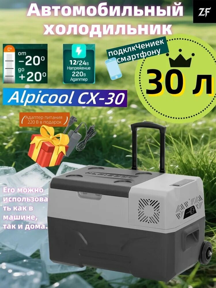 Холодильник автомобильный 12/24/220 Alpicool CХ30, холодильник 12 вольт 30 литров, морозильник автомобильный