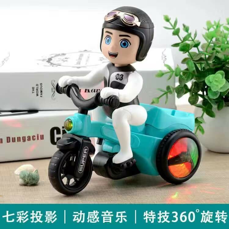 Детский электрический игрушечный автомобиль, трюковой трицикл, вращающийся, с подсветкой и музыкой, универсальное колесо, для мальчиков, TikTok, 1-3 года