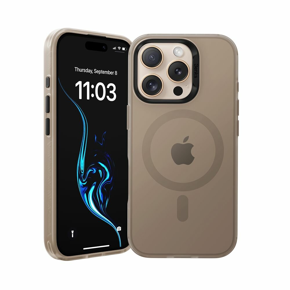 Чехол силиконовый Benks Lucid Armor Case (MagSafe) для iPhone 16 Plus 6.7", цвет золотой (Golden)