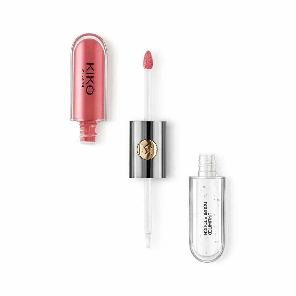 Kiko Milano Unlimited Double Touch, Двухэтапная стойкая жидкая помада с блеском, 12 часов стойкости, не пачкается, базовый цвет