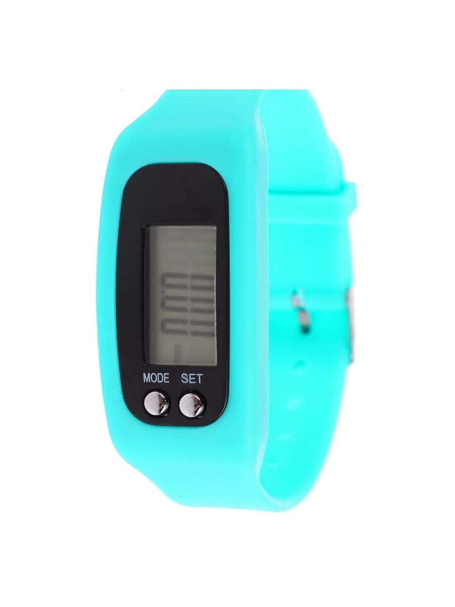 Шагомер-часы, размер 25 × 1.5 × 4 см, материал пластик/силикон, цвета микс