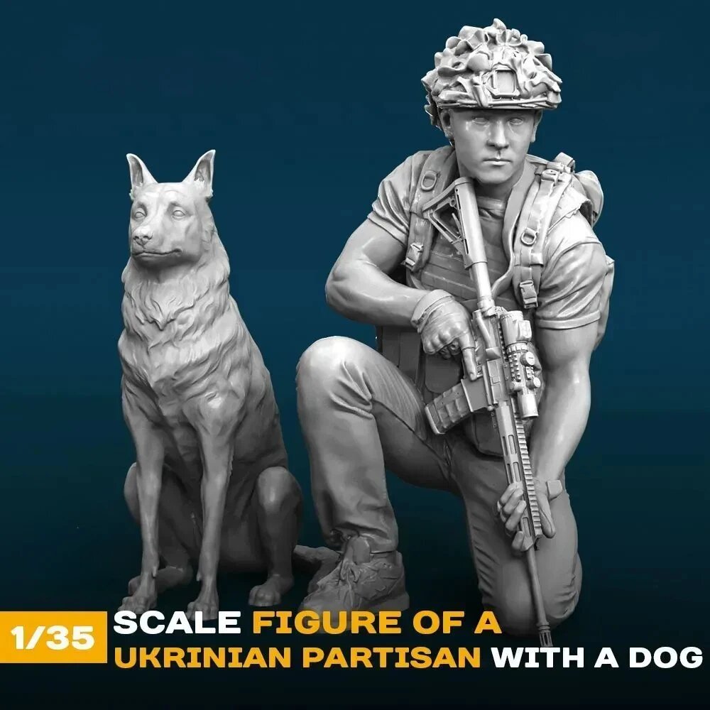 1/35 Современные солдаты с собакой, модель солдата из смолы, GK, военная тематика, неразобранная и неокрашенная сборная модель