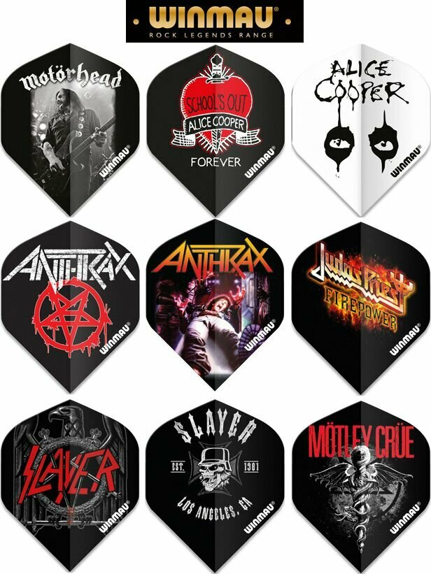Набор из 9-ти комплектов оперений для дротиков Дартс Winmau Rock Legends