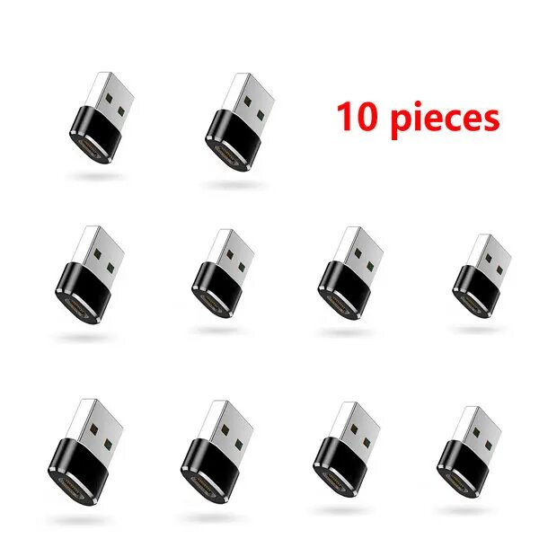 10 шт. USB OTG адаптер USB-C "папа-мама" черный