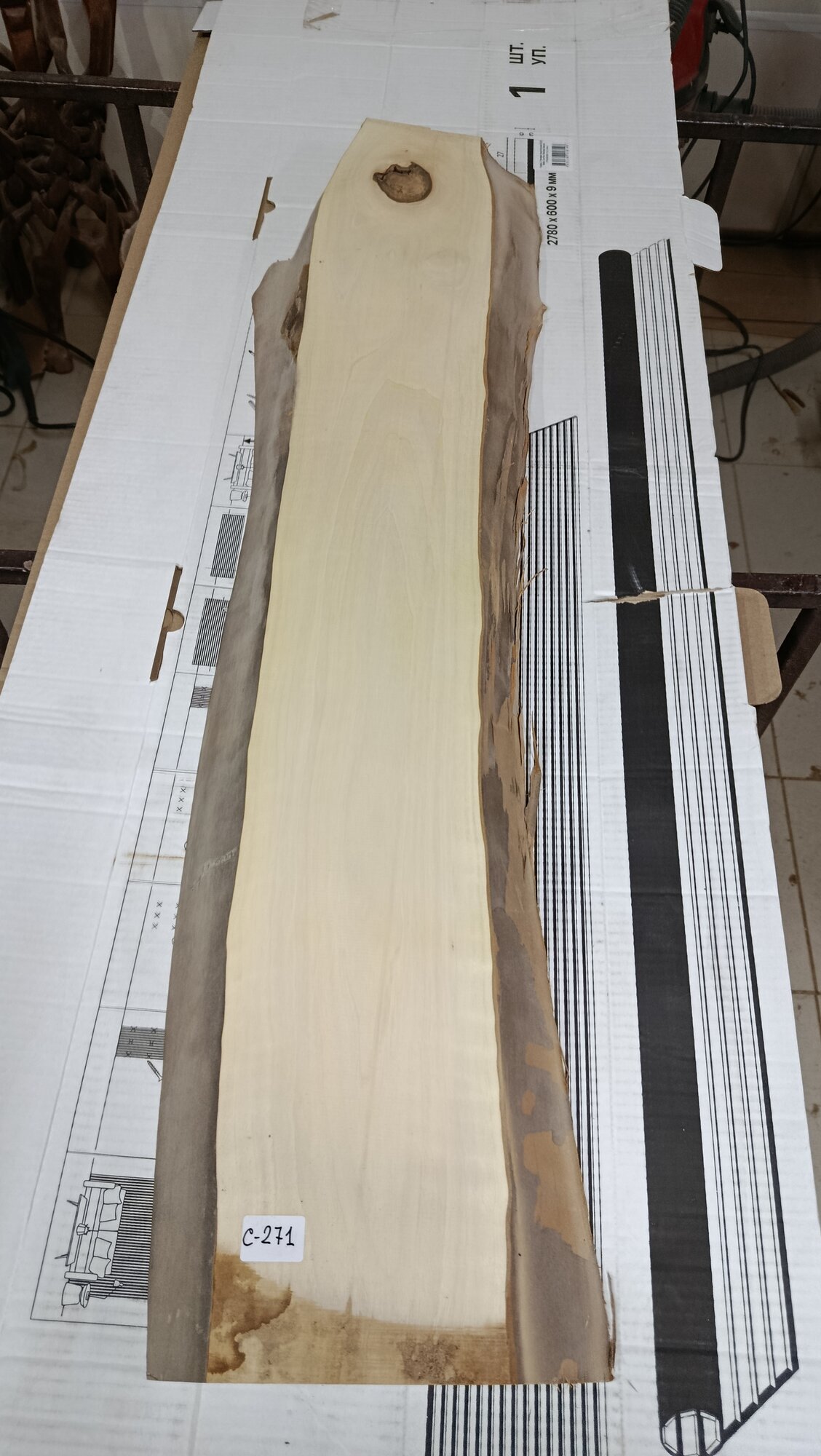 Слэб из ореха 100х20х4см(С271), высушенный спил дерева, калиброванный