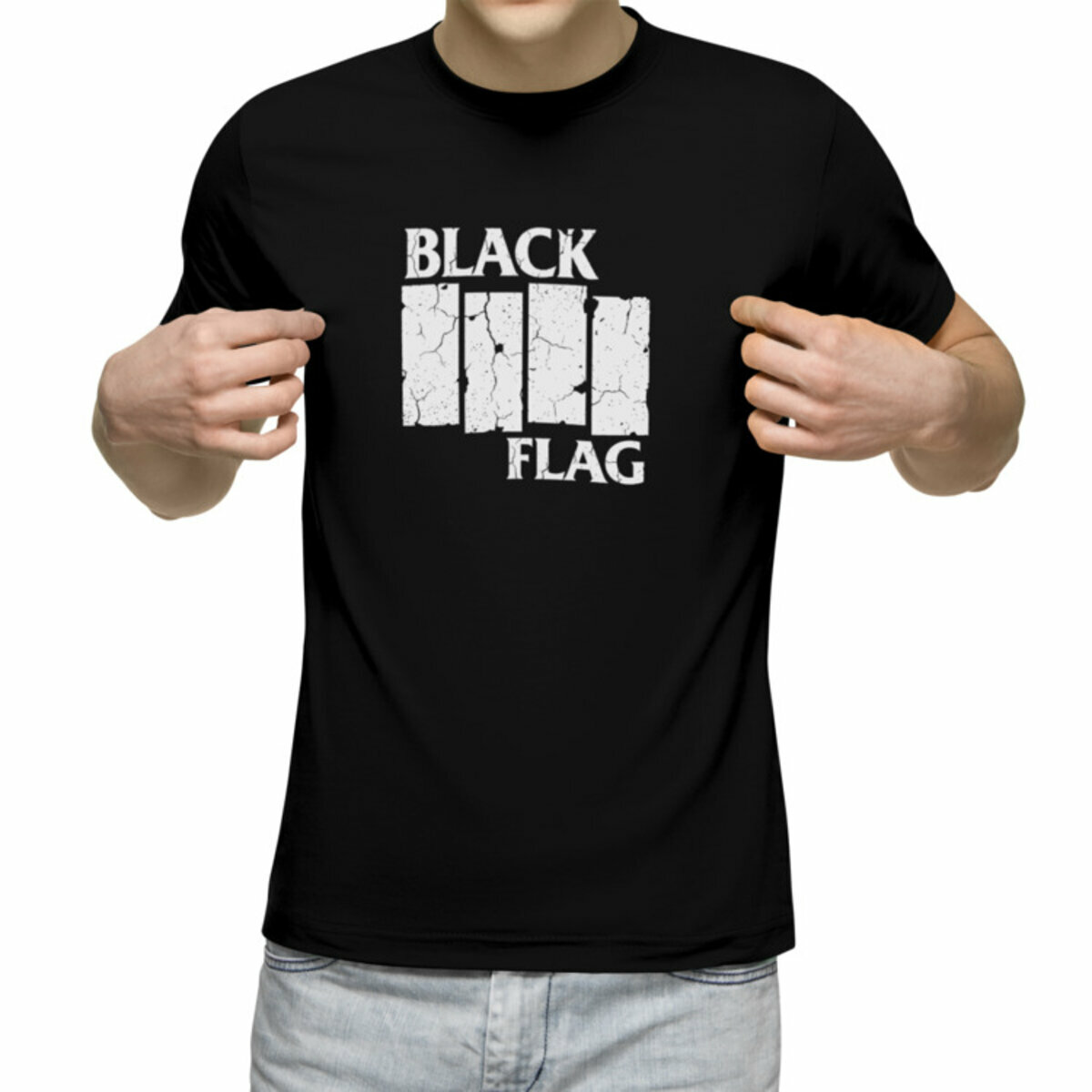 Мужская футболка «black flag блэк флаг» (черный, L)