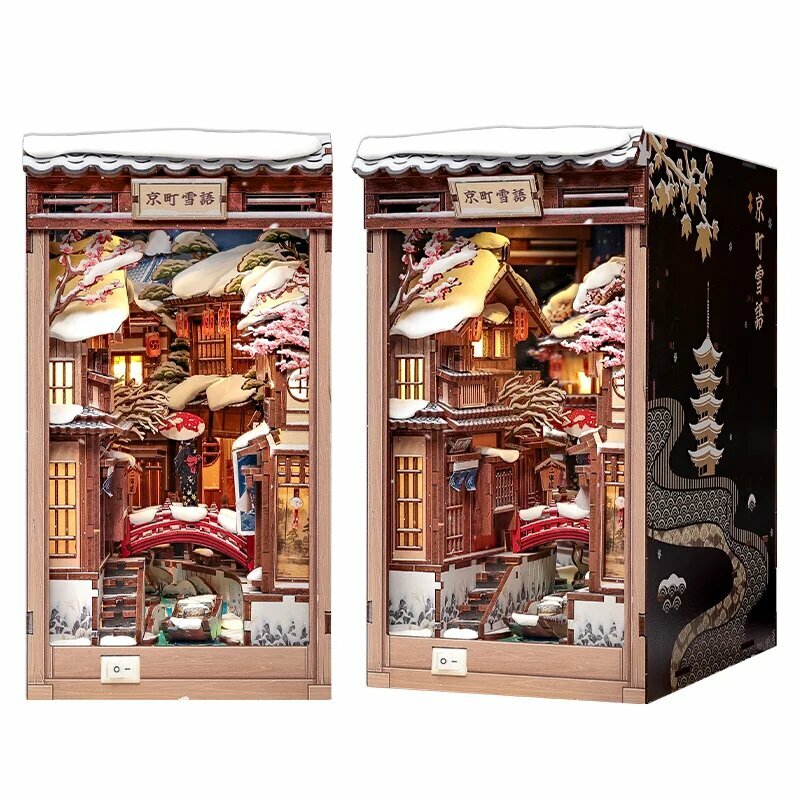 CUTEBEE Kyoto Snow Whisper Миниатюрный деревянный конструктор книжной полки