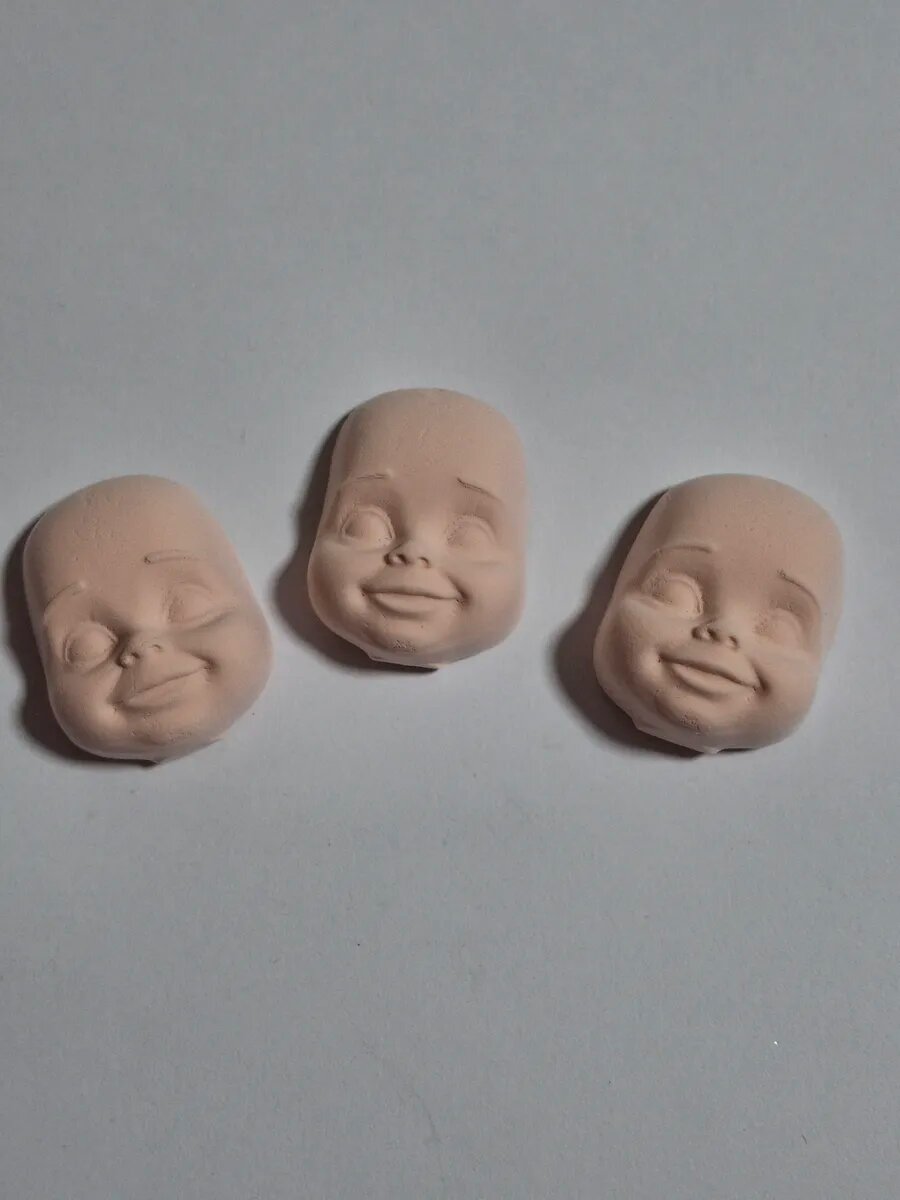 Набор лиц для ватной игрушки - 3 шт, цвет - беж