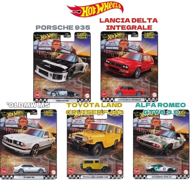 Набор Hot Wheels Premium Boulevard 1:64 5 коллекционных авто Porsche 935, BMW M5, и другие Литые модели с резиновыми шинами