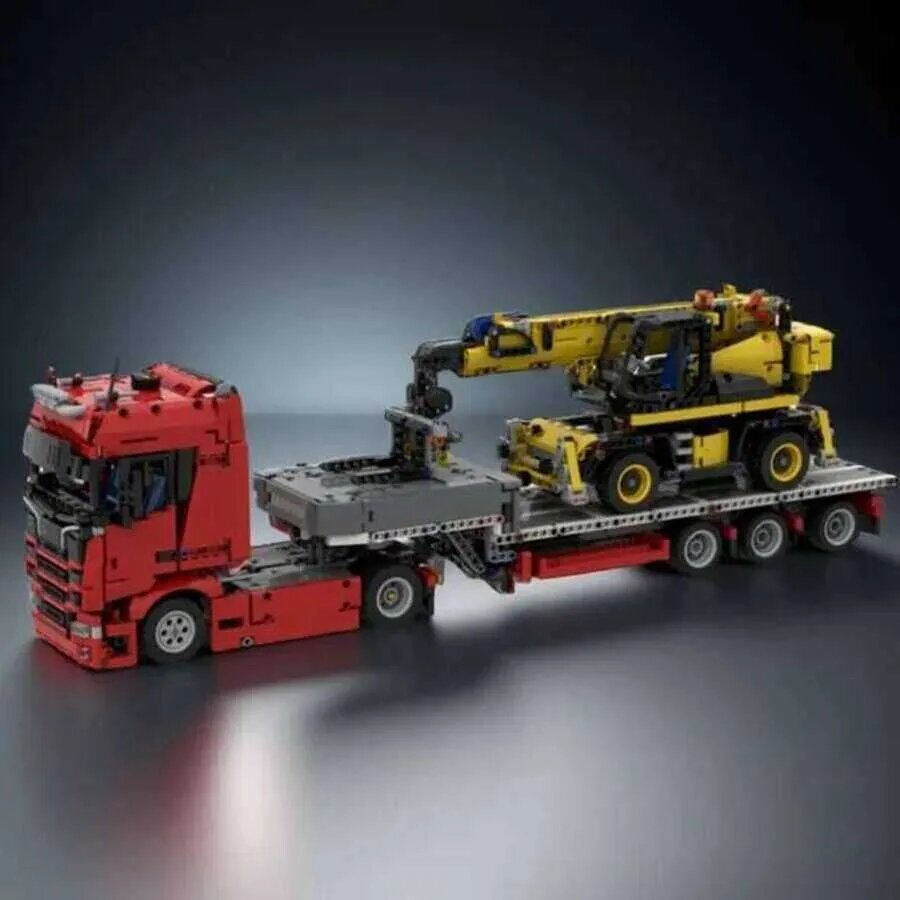 MOC Scania грузовик с прицепом и погрузчиком - блочный конструктор для детей от 6 лет