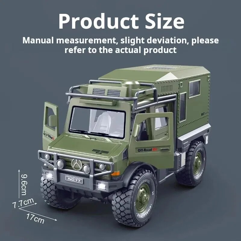 Игрушечная машинка внедорожник Off-Road RV, масштаб 1/24, открывающиеся двери, звуковые и световые эффекты, зеленый — фото 1