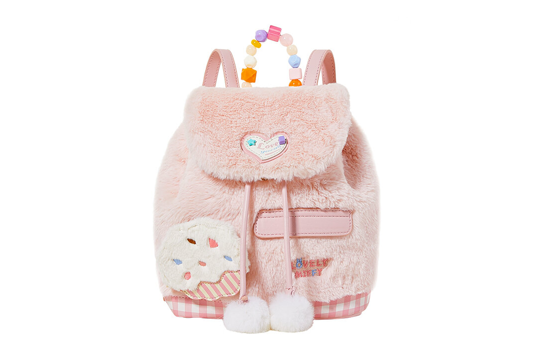 Рюкзак женский Miffy 5605202, белый с розовым, среднего размера, из искусственного меха кролика