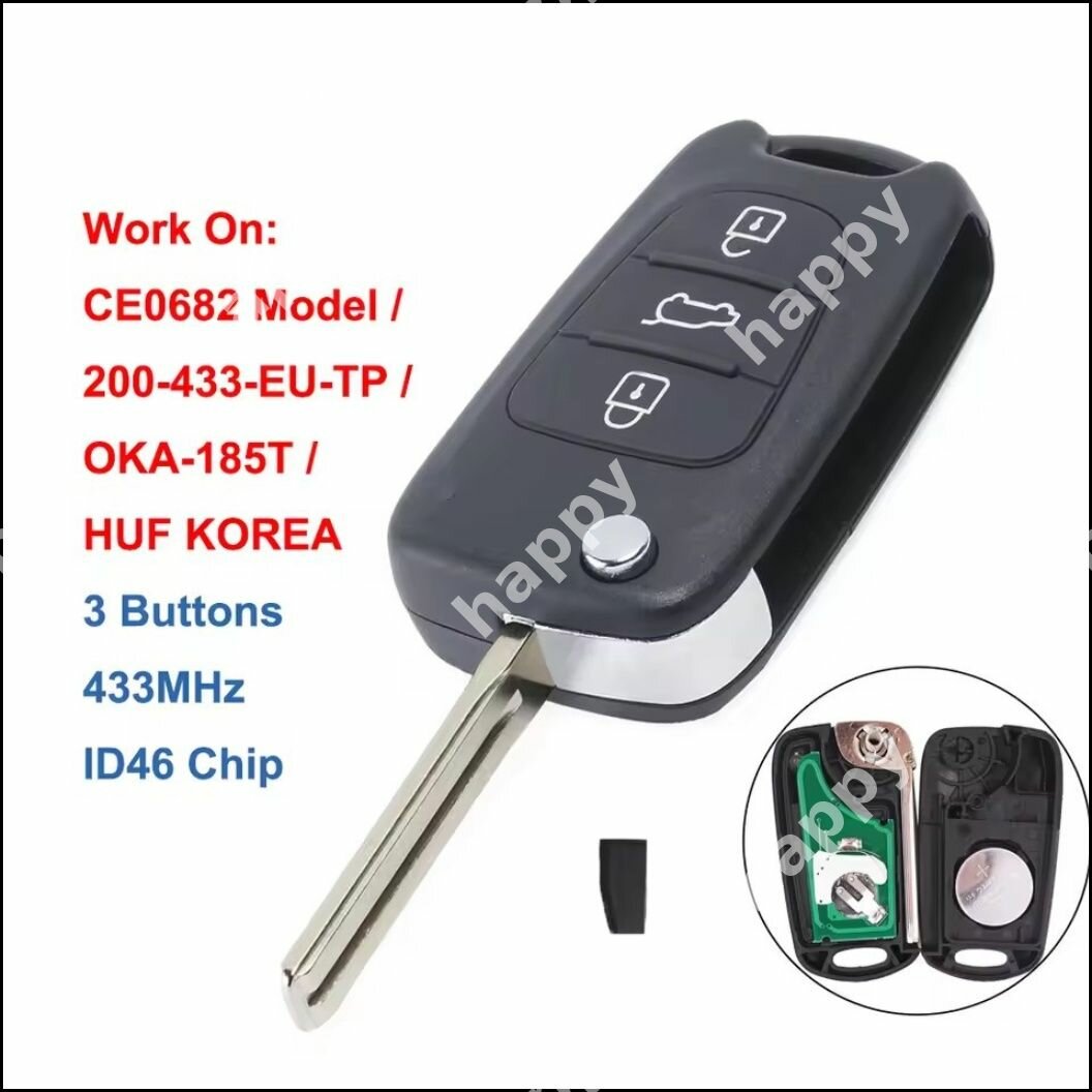 Эксклюзивный чип ключ ID46 433 МГц для моделей Hyundai I30 IX35 Tucson и Kia Rio Seed Picanto Sportage