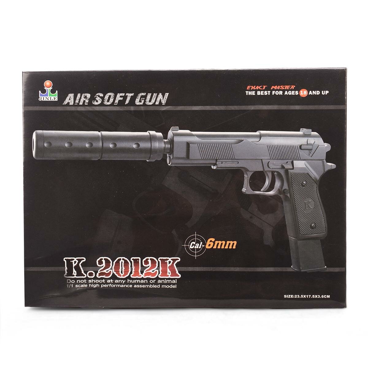 Пистолет пневматический 'K2012-K', черный, с глушителем, для тренировок