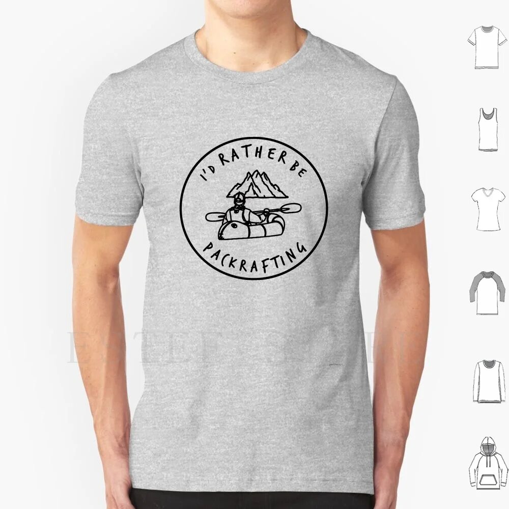 Мужская футболка серая "I'd Rather Be Packrafting" 6XL