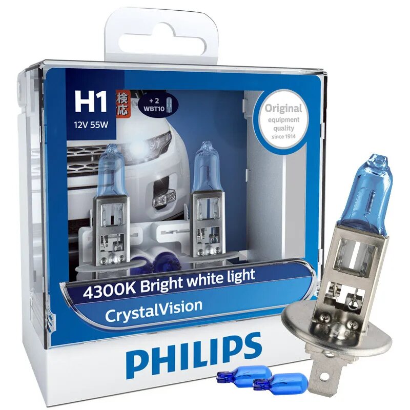 Лампы Для Автомобильных Фар Philips Crystal Vision 4300K 5000K Галогенные H4 H7 H11 H1 4300K 2pcs