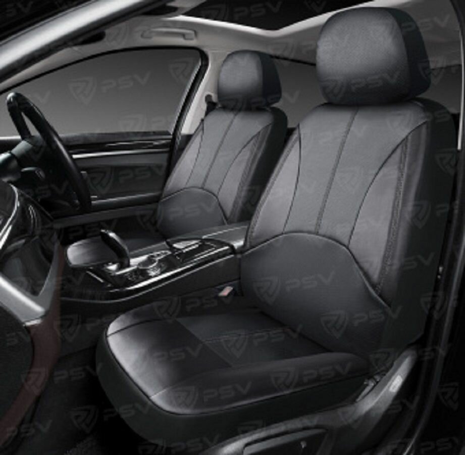 Чехлы PSV Imperial Next 2 FRONT Черный/отстрочка черная, экокожа, комплект 2шт (6 предметов)
