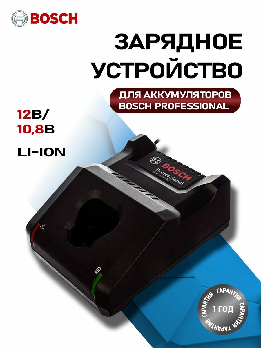 Зарядное устройство для аккумуляторов BOSCH Professional GAL 12V-40, 12В, быстрое 4А