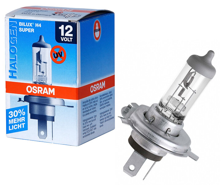 Лампа H4 12V 60/55W P43t +30% Super / OSRAM / 64193SUP