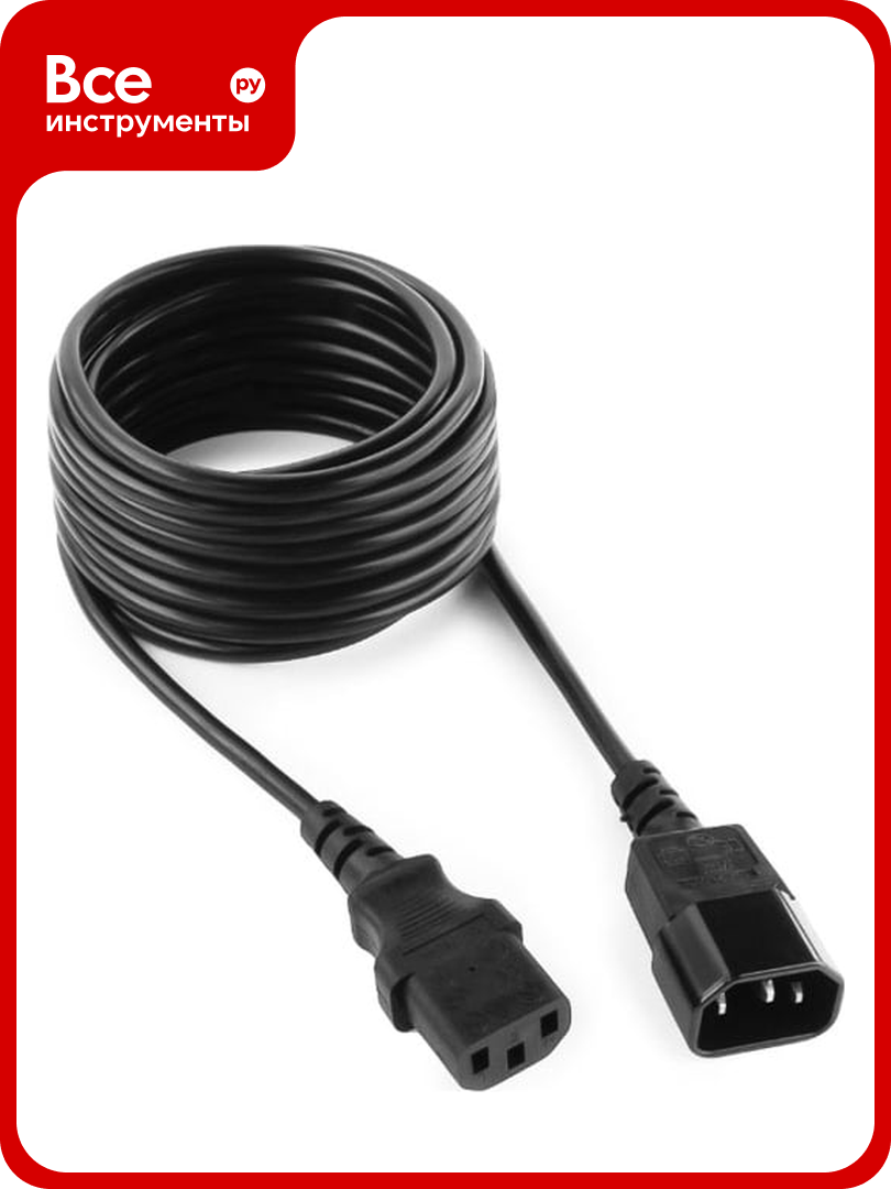 Кабель питания Cablexpert системный блок-монитор, C13-C14, 4.5м, 6А, черный, с заземлением PC-189-15