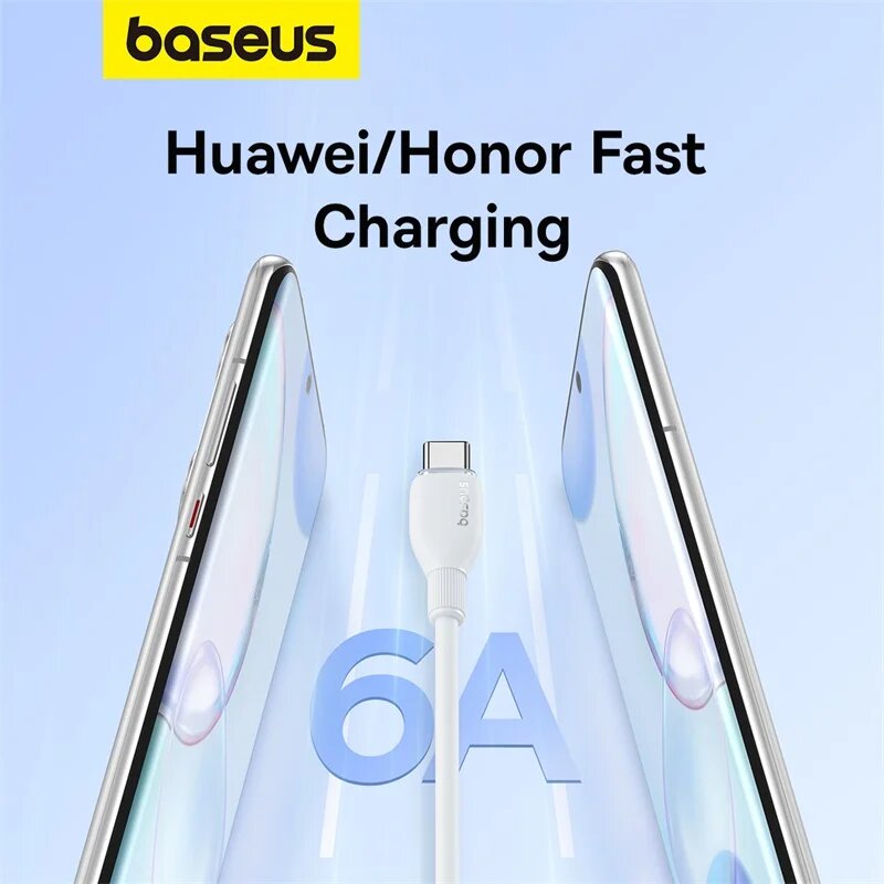 Baseus USB-кабель типа C для Realme Huawei Pro, провод для быстрой зарядки, Черный, 1,2 м, Black — фото 1