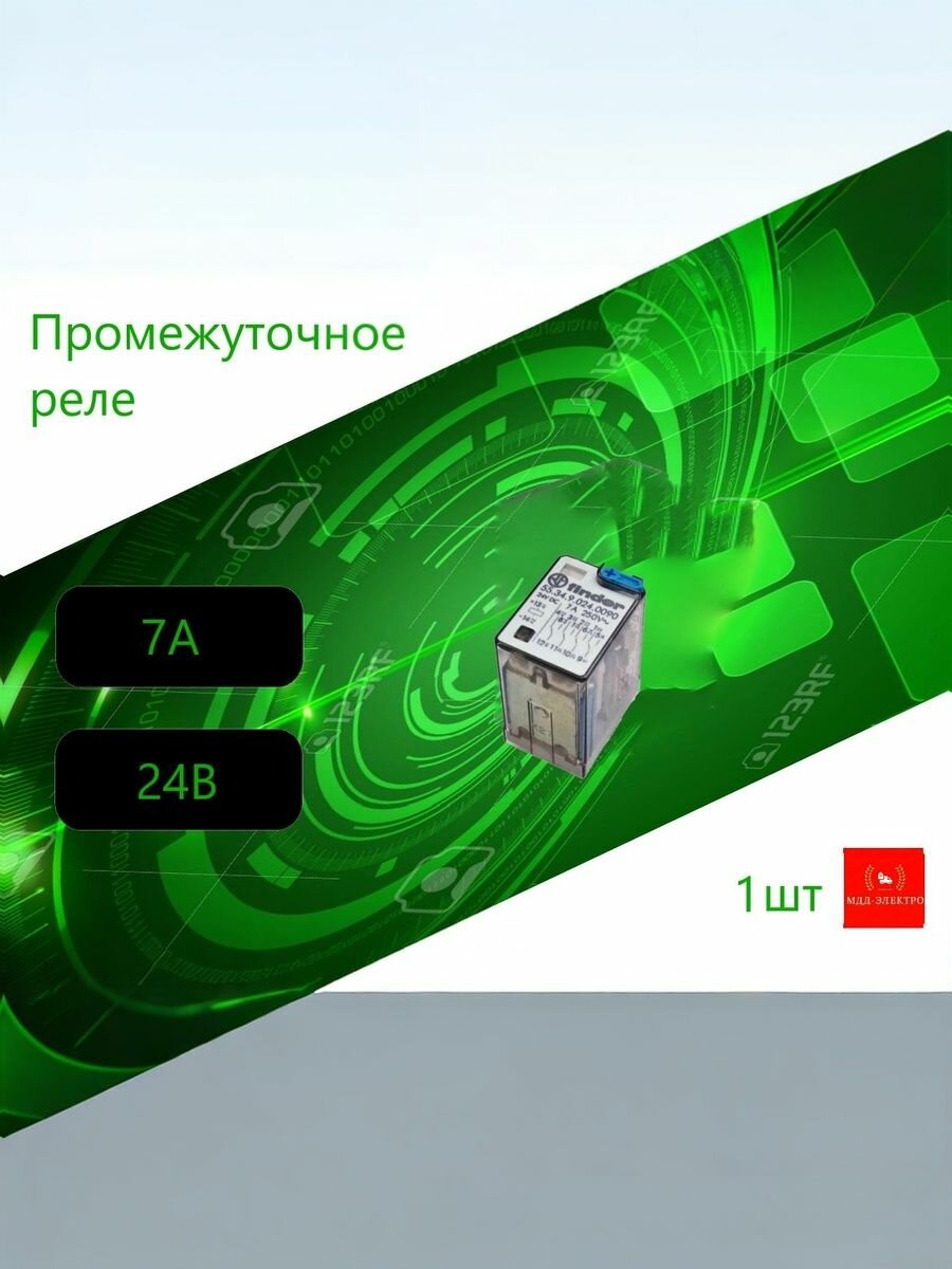 55.34.9.024.0090 553490240090 Промежуточное реле; 4 перекидных контакта 7А ( 24В DC) Универсальное реле, серия 55, 230В AC, 7 А, 4CO, Finder