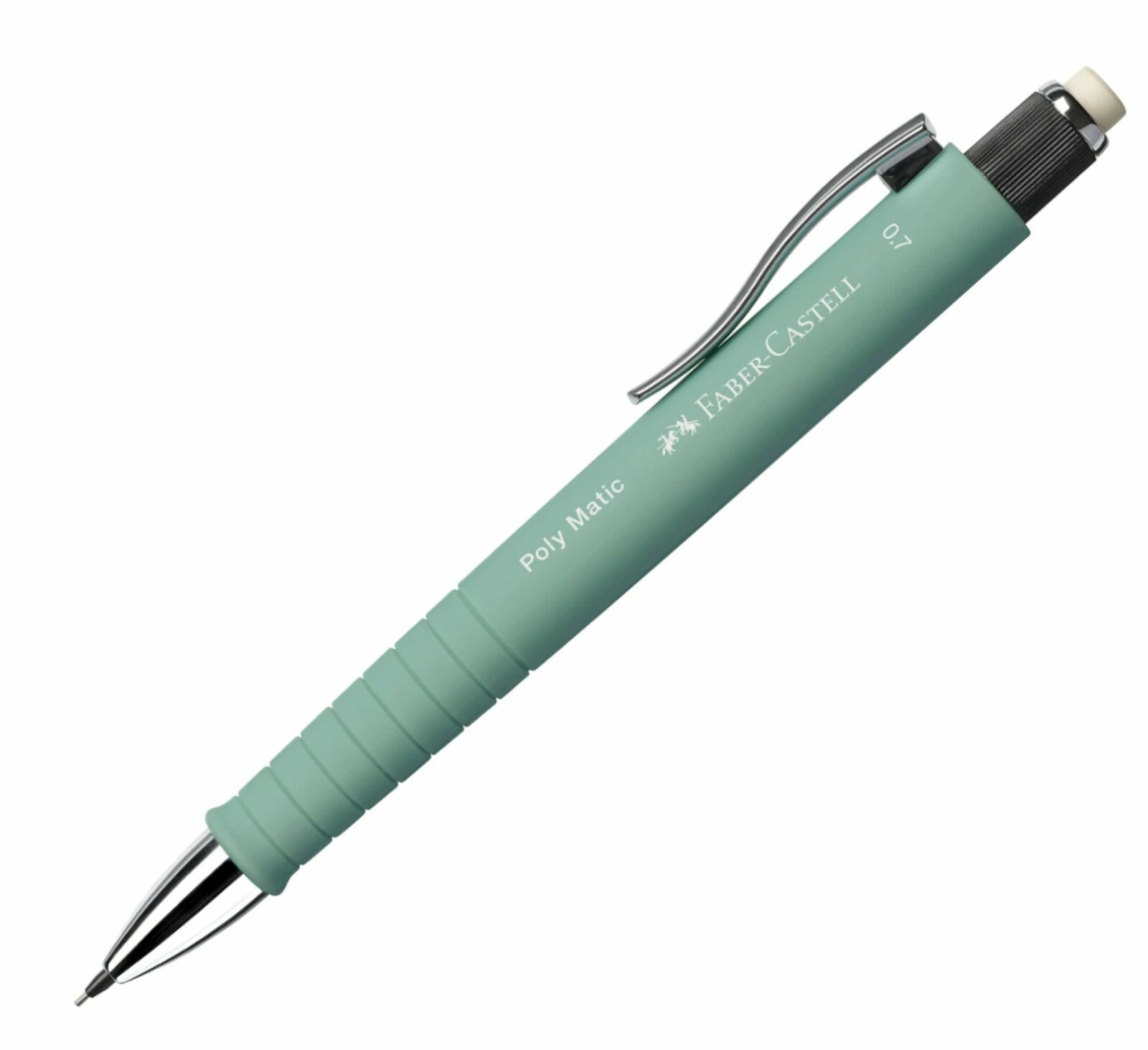Карандаш механический 0,7 мм, Faber-Castell "Poly Matic", с ластиком, мятный