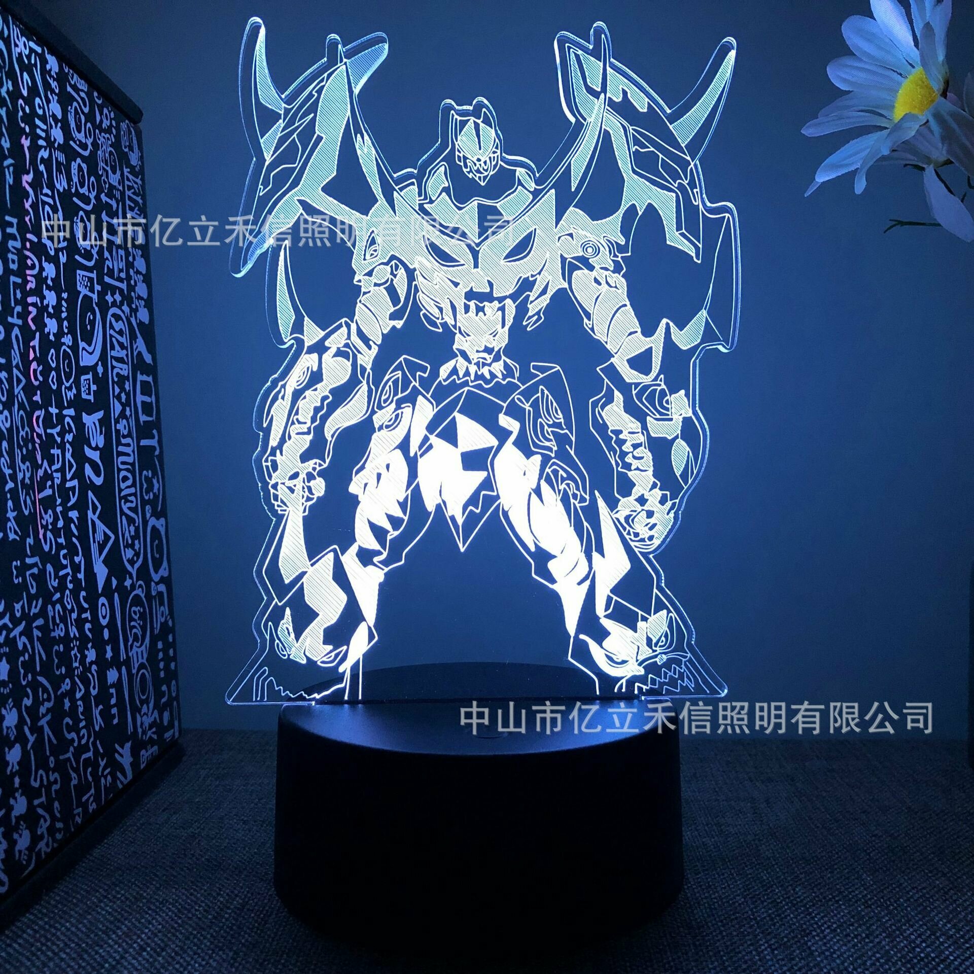 3D Робот USB Ночник - Черный Касательный Управление, Радужные Светодиоды, Декоративная Лампа для Спальни