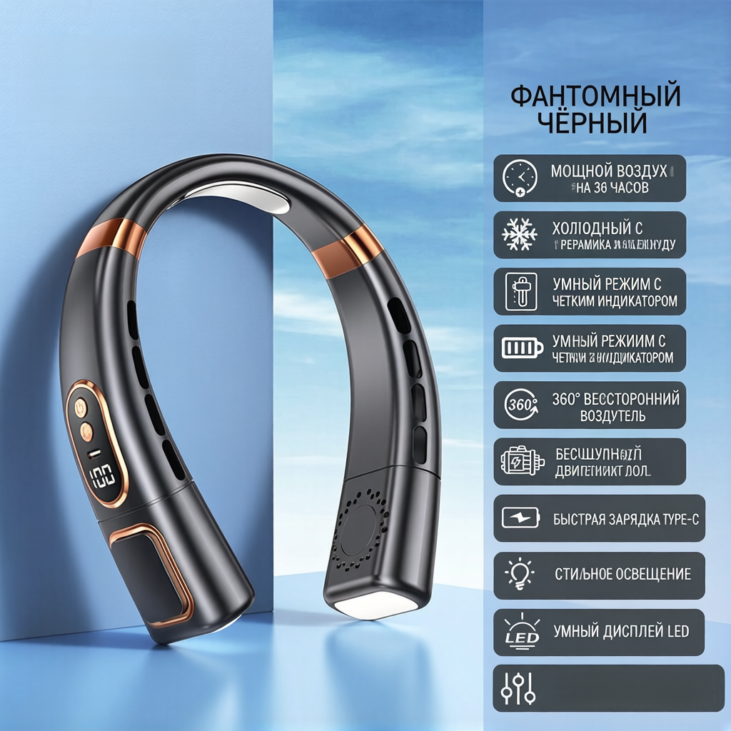 Бытовой usb перезаряжаемый вентилятор портативный открытый подвесной шейный небольшой вентилятор безлистный вентилятор