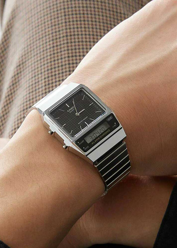 Наручные часы CASIO Vintage, серебристый/черный — фото 1