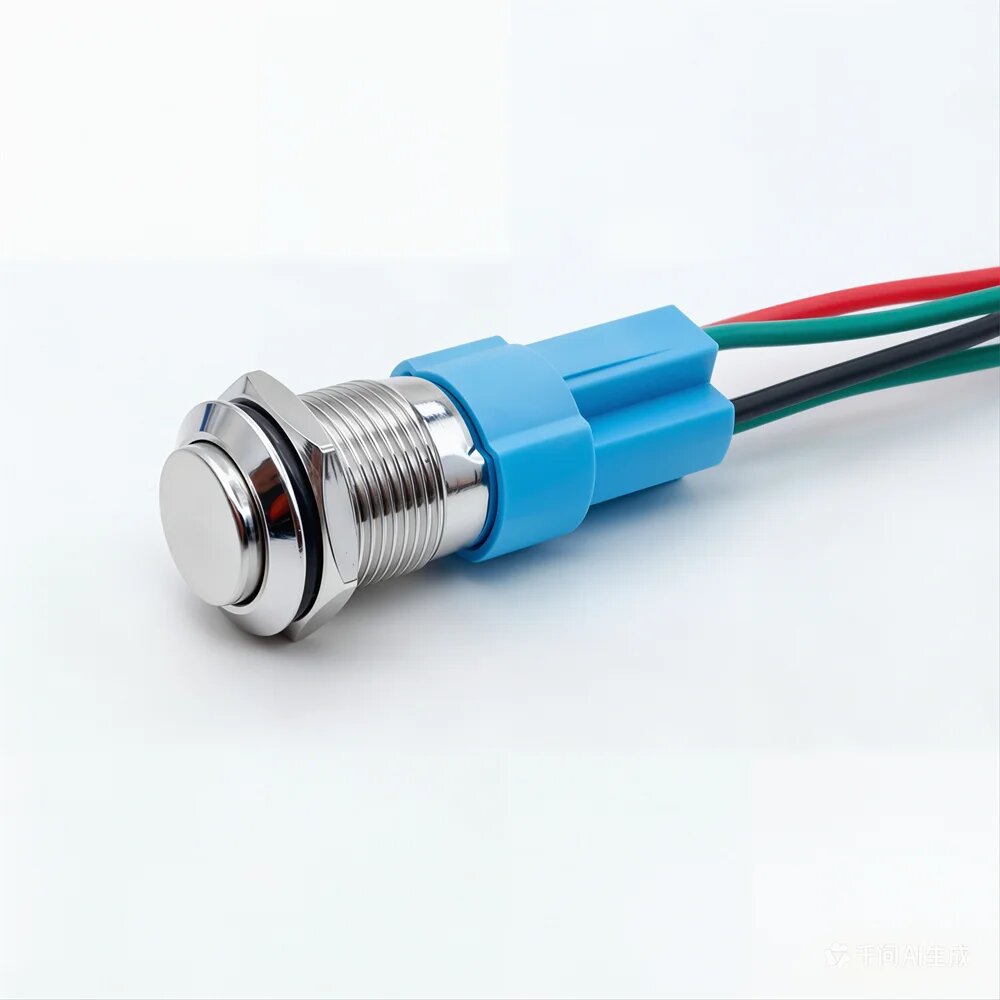 Металлический кнопочный переключатель 12 мм с No LED with wire, High No LED, 12-24V Momentary