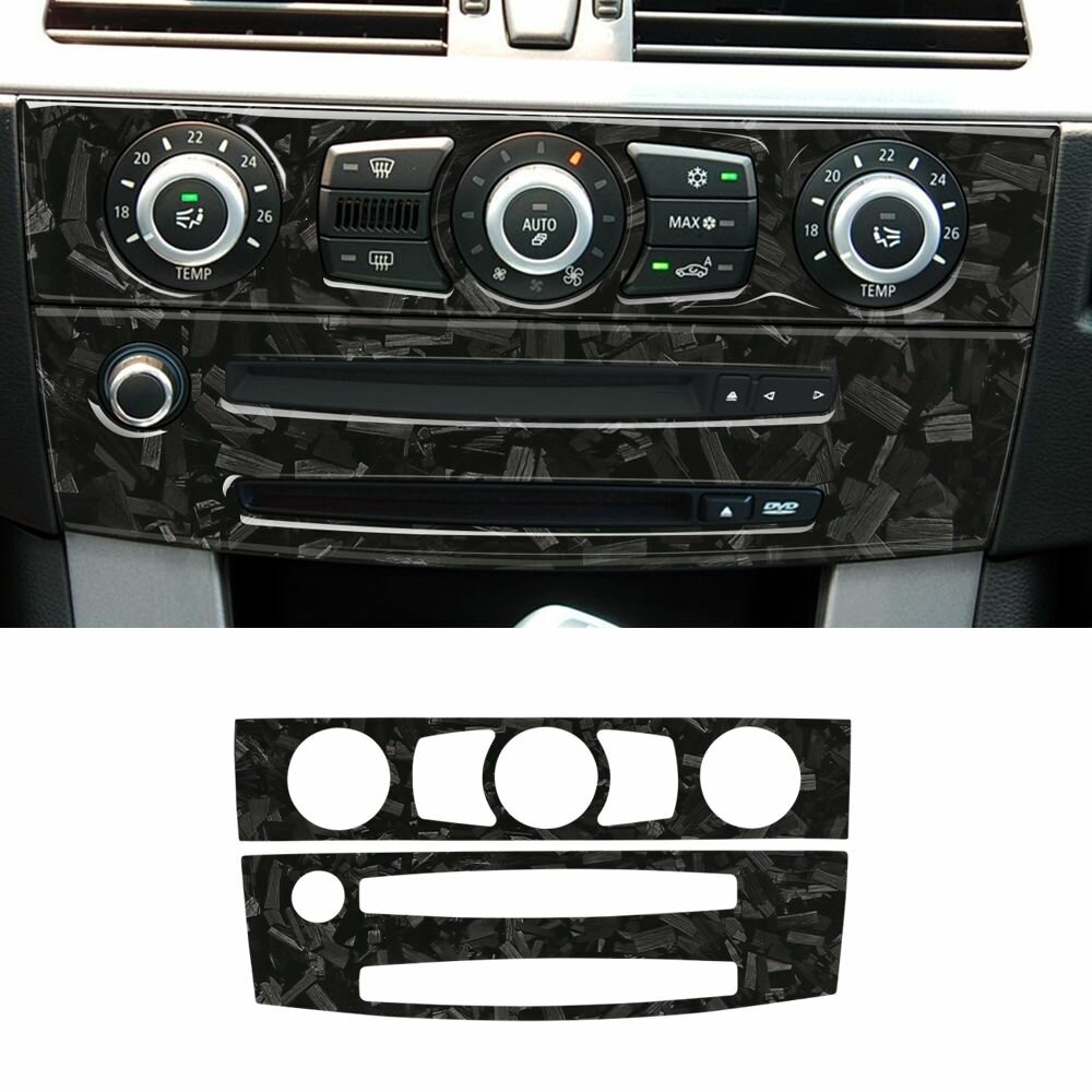 Наклейка на панель управления BMW 5 серии E60 2004-2007 — крышка диска центральной консоли, 2 шт, черный/серебро