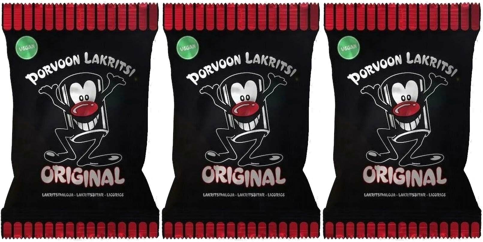 Конфеты лакричные веганские Porvoon Lakritsi Original (Финляндия) 250 гр. х 3 шт.