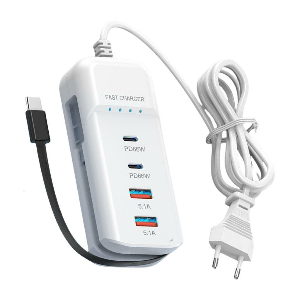 Портативная сетевая розетка с PD-зарядкой и двумя USB-портами, вилка европейского стандарта