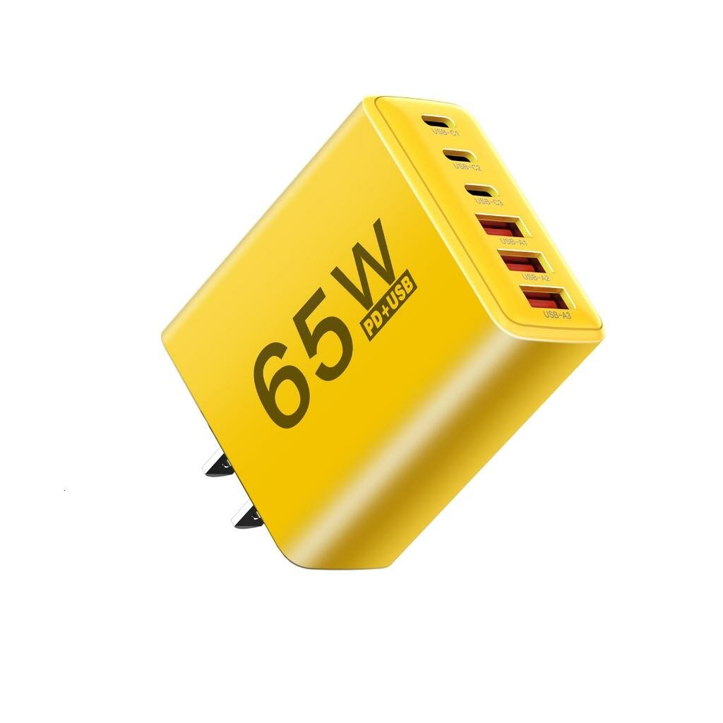65 Вт USB-устройство с 6 портами, Желтый - US