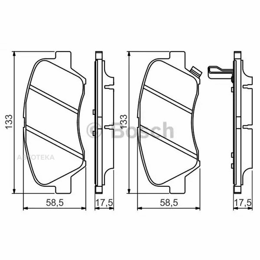 Колодки тормозные HYUNDAI SOLARIS 10-/KIA RIO 11- передние BOSCH 0986494563