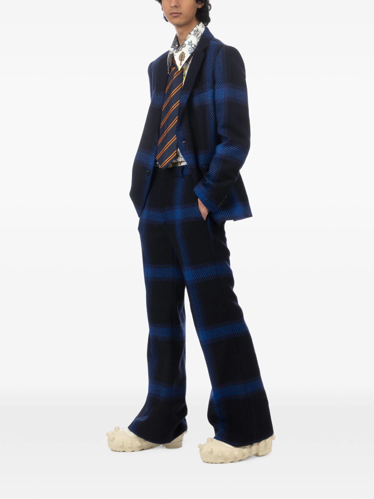 Пиджак Walter Van Beirendonck Check-pattern wool blazer, размер 50, синий — фото 1
