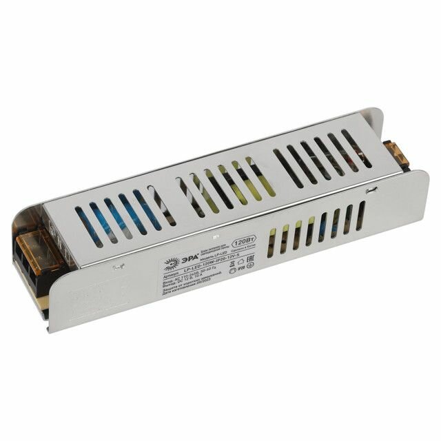 Блок питания ЭРА длс с/д ленты 12В 120Вт IP20 10А сетка металл, 50000 часов, Китай