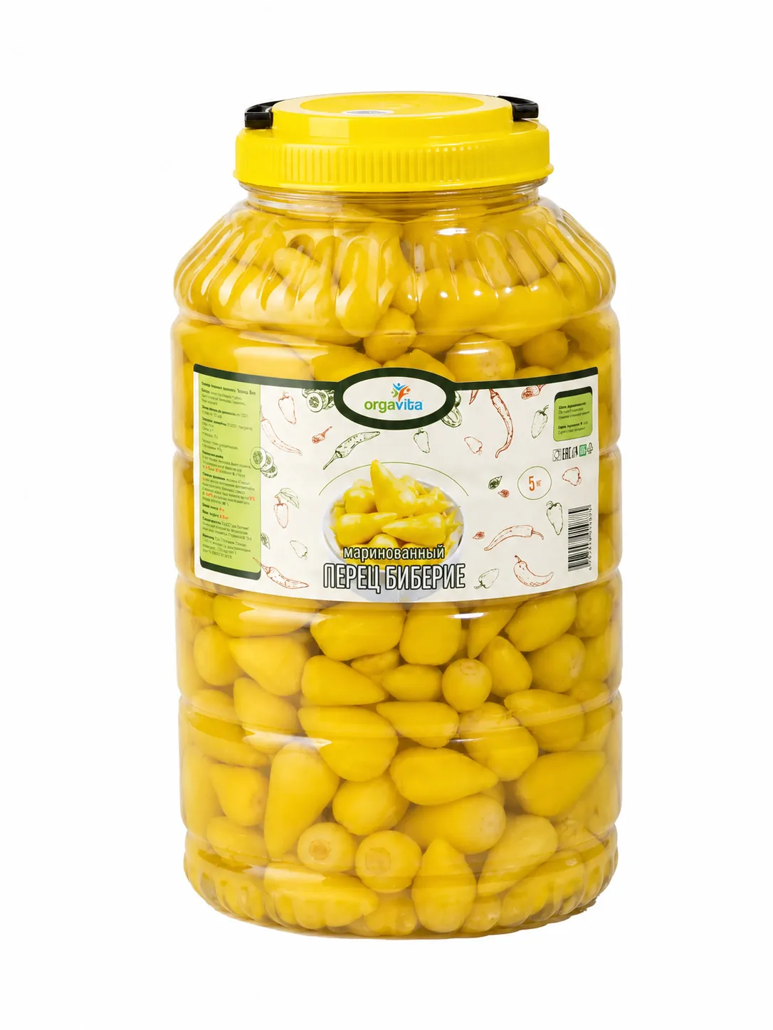 Перец острый Биберие, маринованный "Orgavita", 5 000 гр