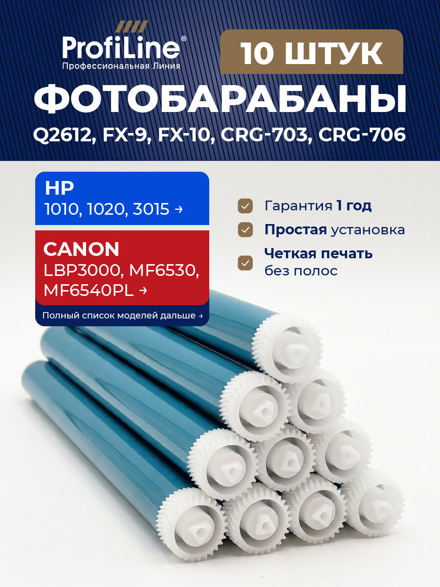 Барабан для картриджей Q2612A/X, Canon FX-9/FX-10/CRG-703/CRG-706 HP ProfiLine -10 шт