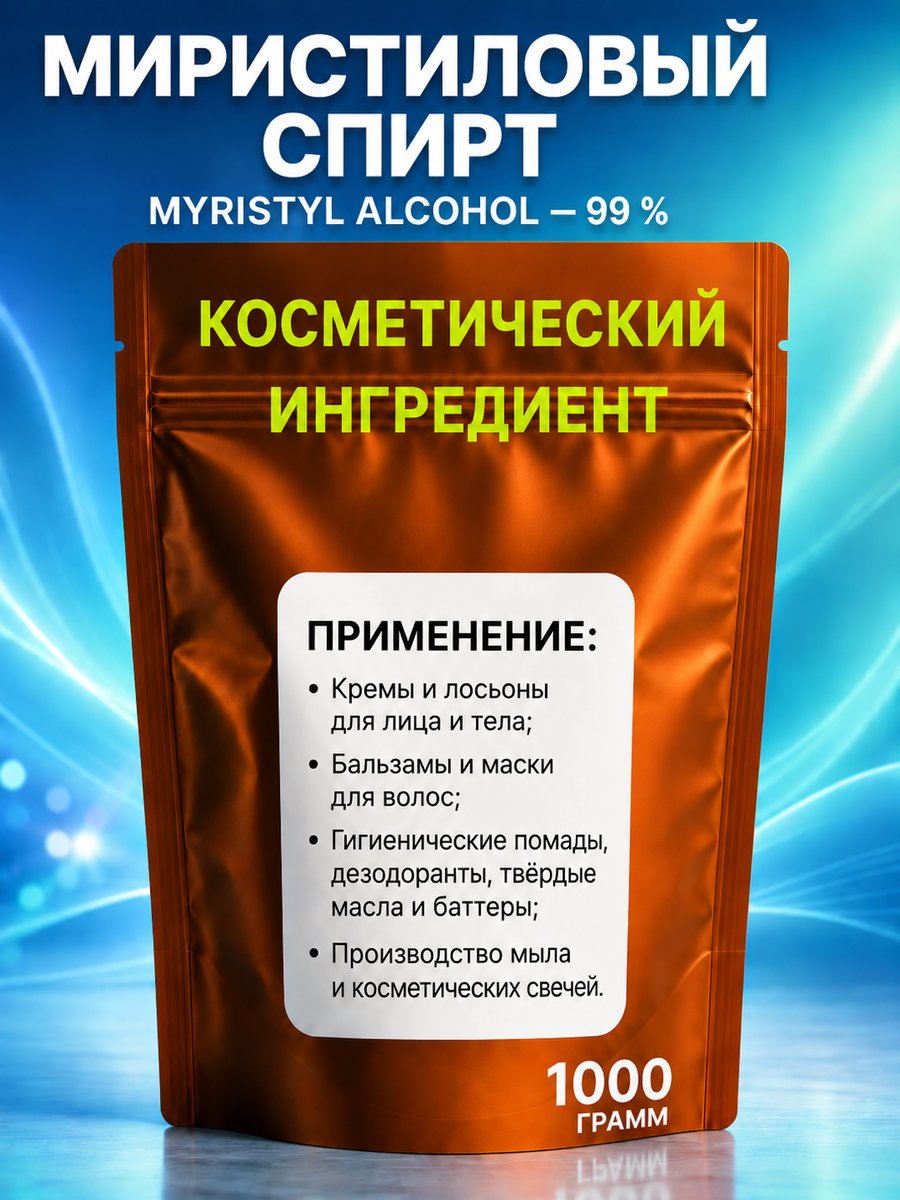 Миристиловый Спирт. Косметический Актив 1000 грамм. Эмульгатор.