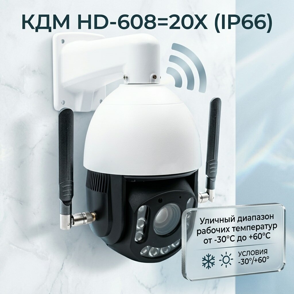 Охранная уличная беспроводная IP камера видеонаблюдения КДМ HD-608=20X