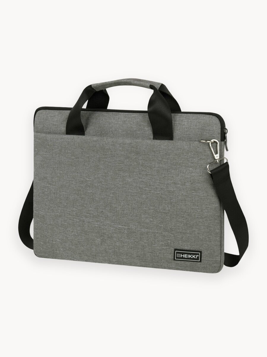 Сумка портфель Heikki Profitable (хейки) с отделением для ноутбука 14", 2 кармана, серая, 26х36х3 см, 272597