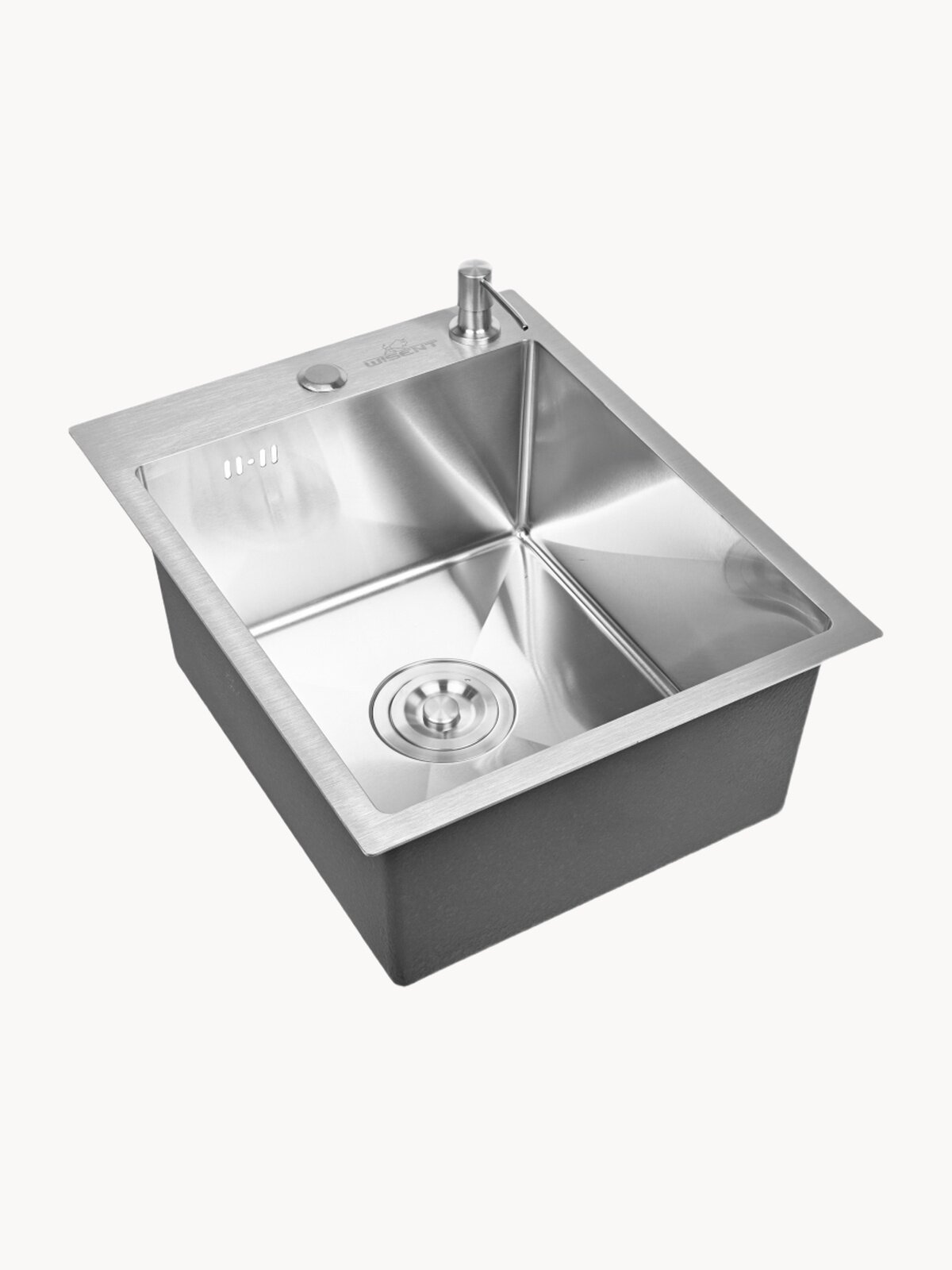 Мойка для кухни нержавеющая 40х50. Сифон с ведерком, дозатор.