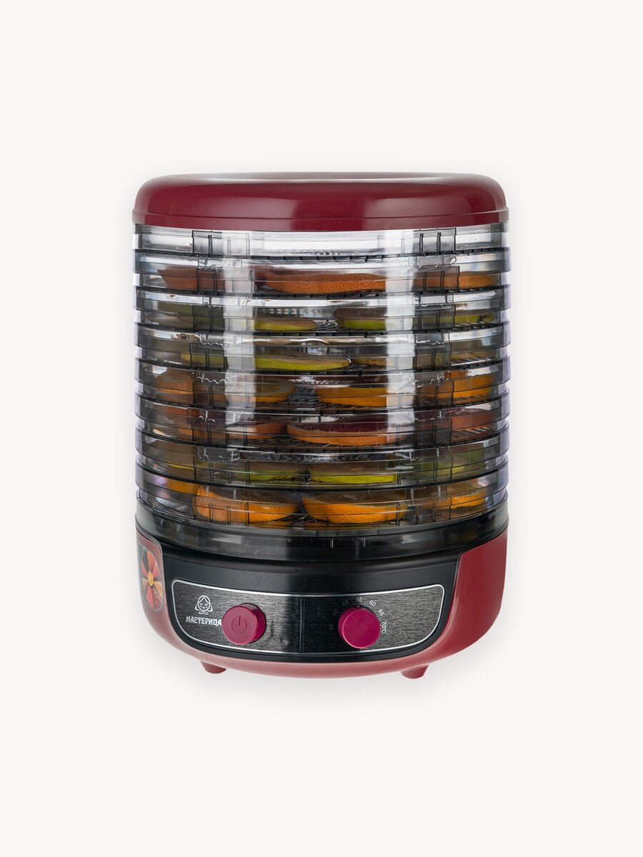 Сушилка для овощей 3 в 1 Мастерица с функциями приготовления йогурта и десертов EFD-2000, вишнево-черный