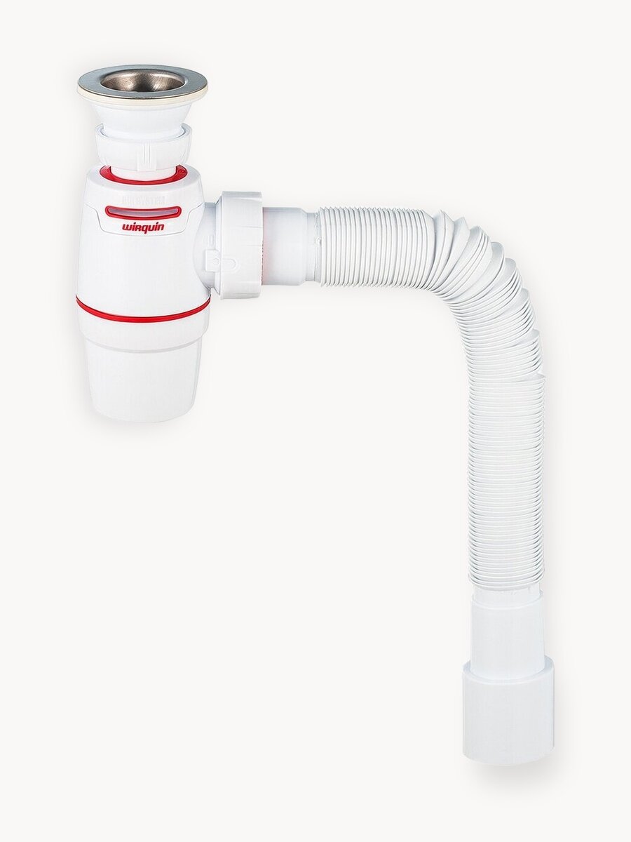 Сифон для раковины WIRQUIN NEO AIR воздушный клапан, с выпуском и гибким соединением