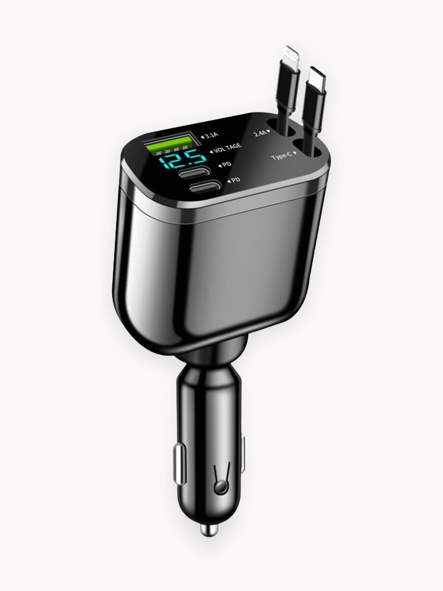 Быстрая автомобильная зарядка для телефона в прикуриватель 5 в 1/ для IPhone и Android