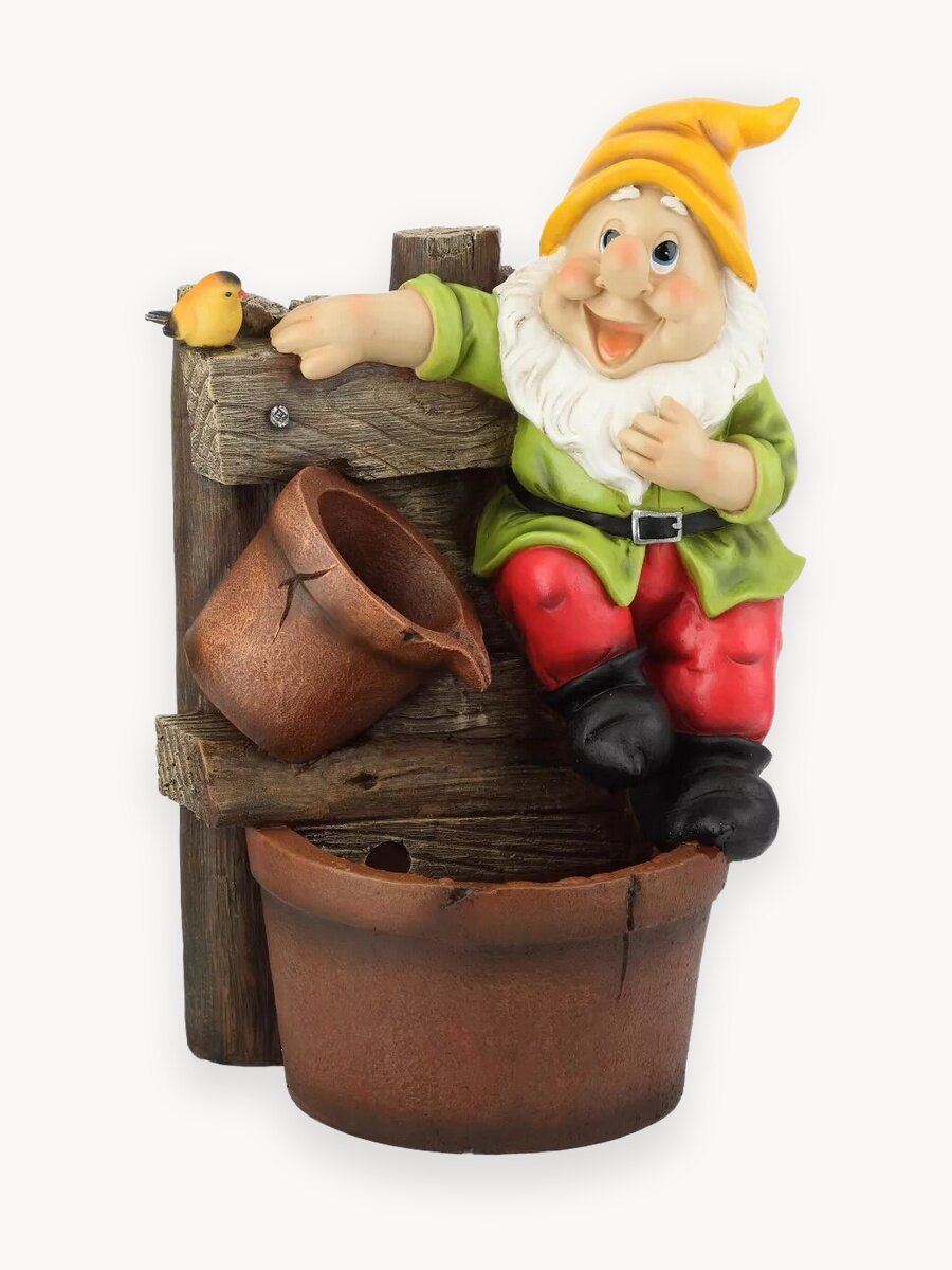 Фонтан декоративный садовый уличный "Гном" GREEN APPLE GAUF-02 56 см