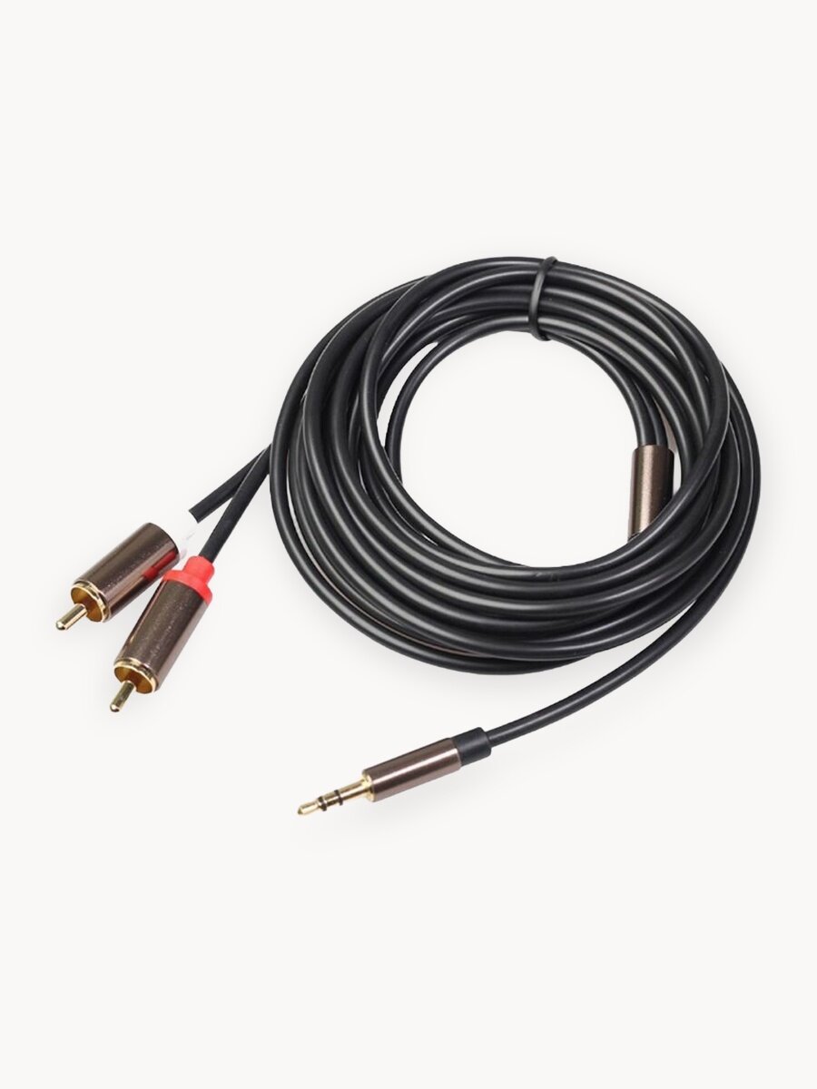 Аудио кабель 3.5мм Aux - 2 RCA тюльпаны - 1м